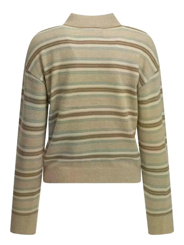 Guest In Residence Striped Cashmere Polo Top - Neutrals