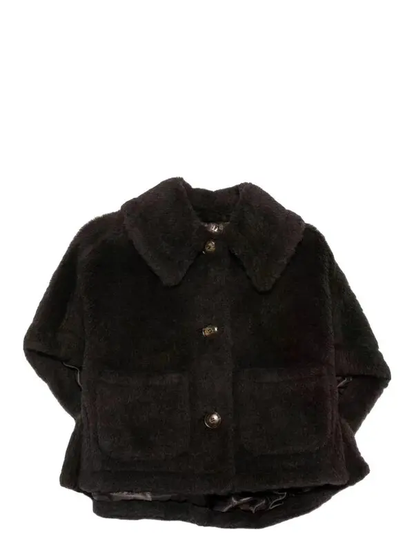 Max Mara Button-up Wool Fleece Cape Coat - Brown