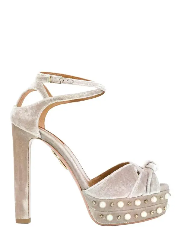 AQUAZZURA Harlow Pearls Plateau' Sandals - Grey