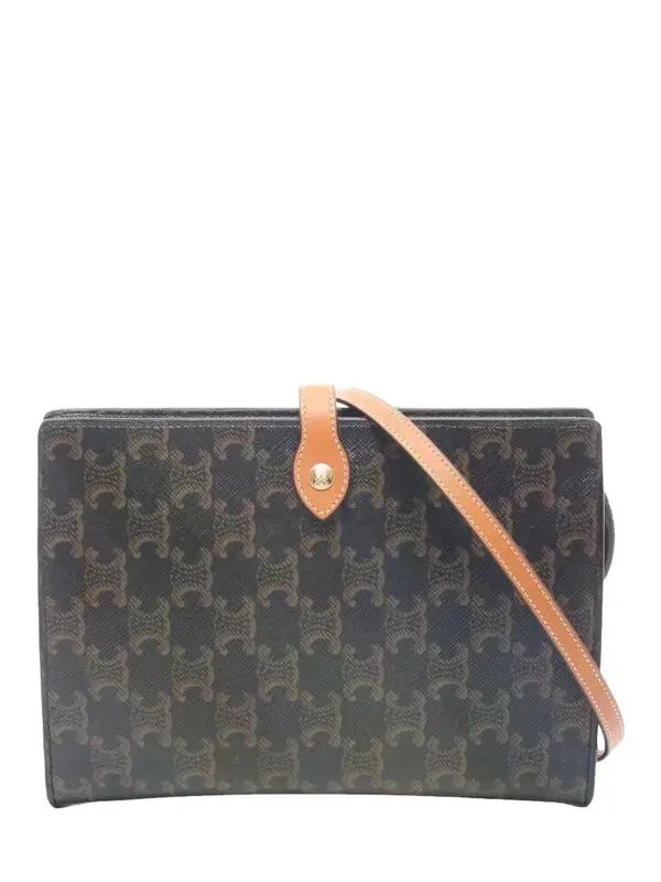 Celine 2015-2026 Small Triomphe Coated Canvas Notebook Crossbody Bag - Black