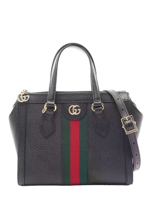 Gucci Small Leather Web Ophidia Satchel - Black