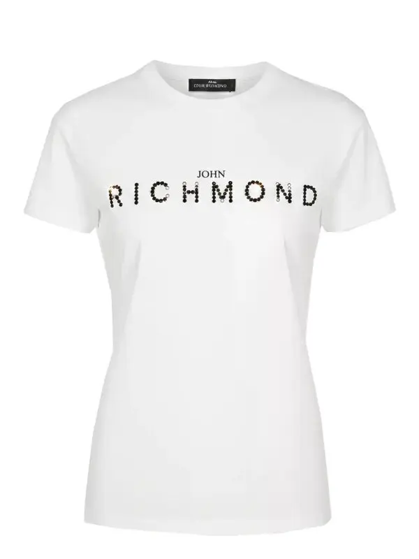 John Richmond Crystal-embellished Logo T-shirt - White