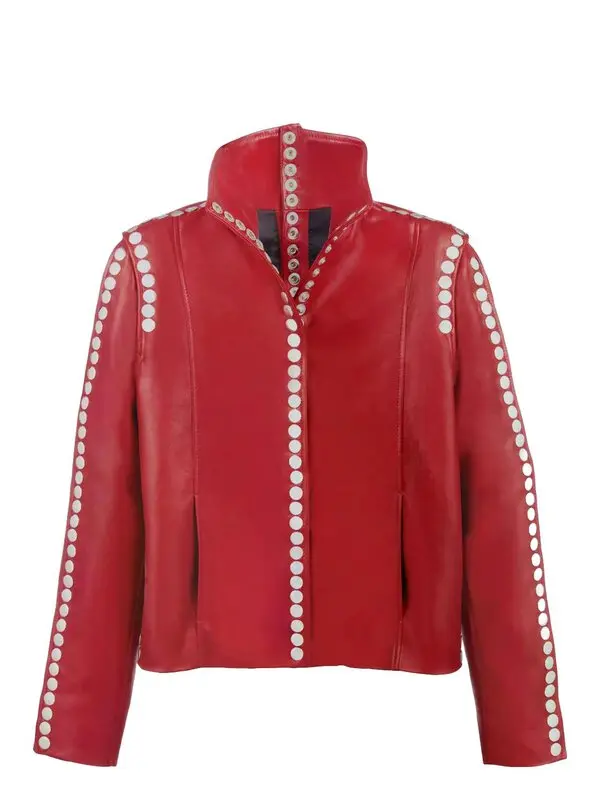 DANCASSAB Elvis Studded Leather Jacket - Red