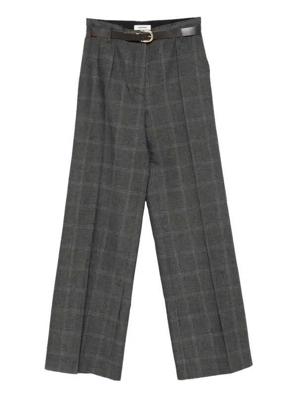 Sandro Colton Checked Wide-leg Trousers - Grey