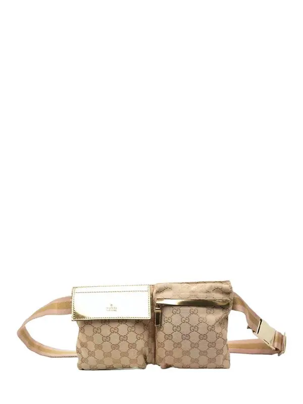 Gucci Gg Canvas Web Double Pocket Belt Bag - Neutrals