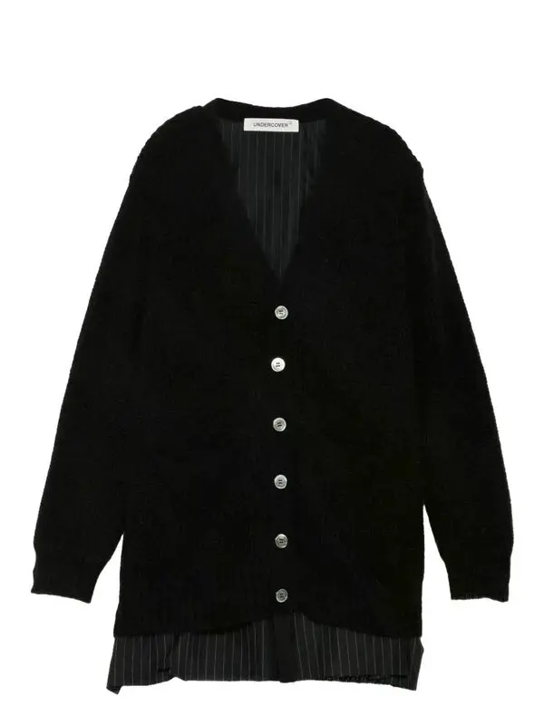 Undercover Pinstripe-panel Knitted Cardigan - Black