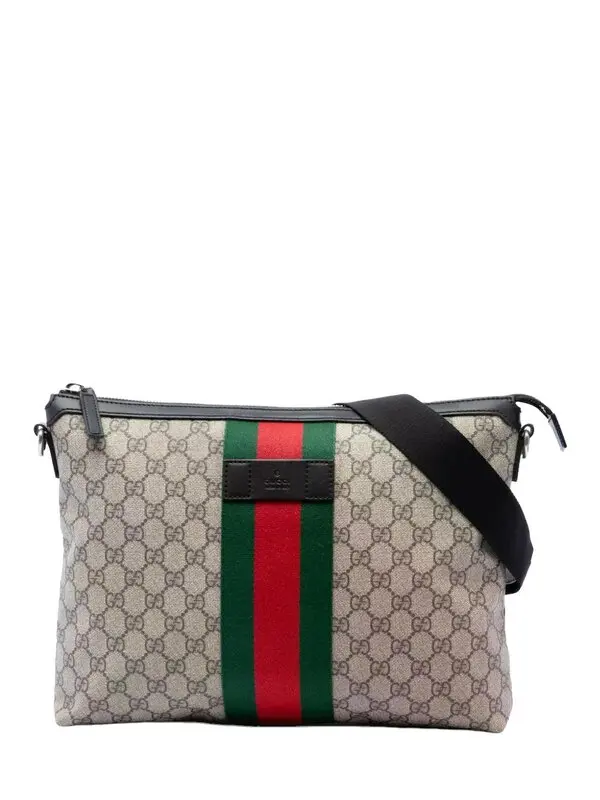 Gucci Gg Supreme Web Crossbody Bag - Neutrals