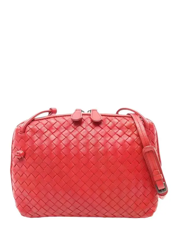 Bottega Veneta Nodini Intrecciato Shoulder Bag - Red