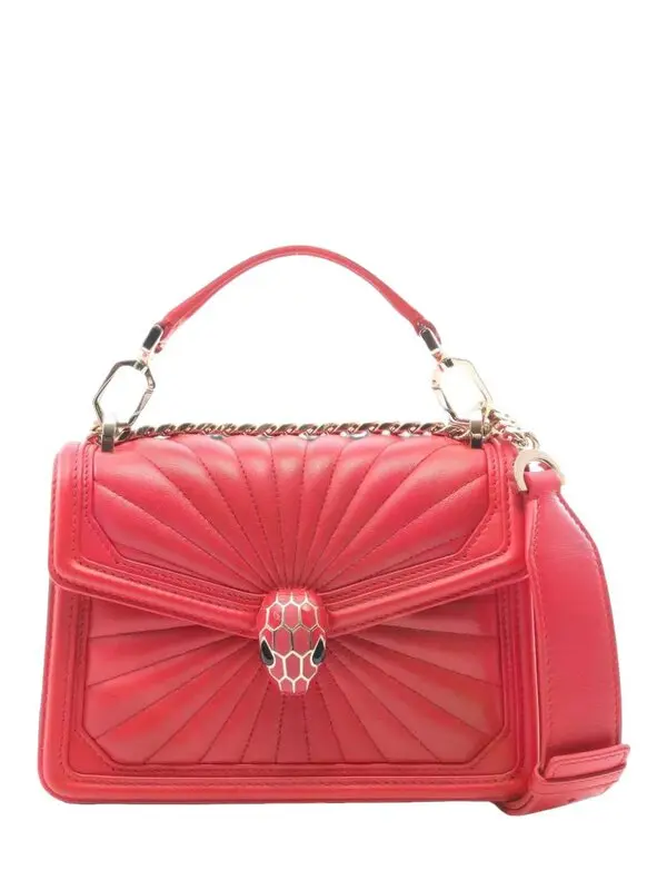 BVLGARI Serpenti Diamond Blast Shoulder Bag - Red