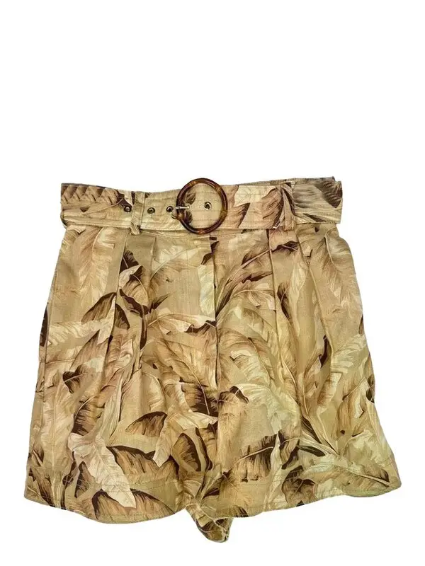 Zimmermann Super Eight Leaf-print Shorts - Neutrals