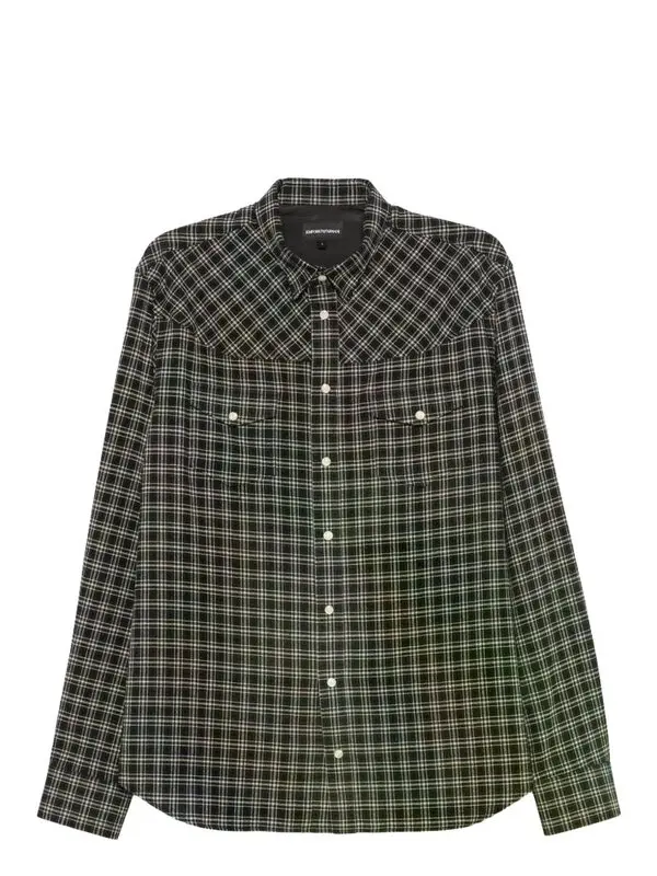 Emporio Armani Check-pattern Western-yoke Shirt - Black