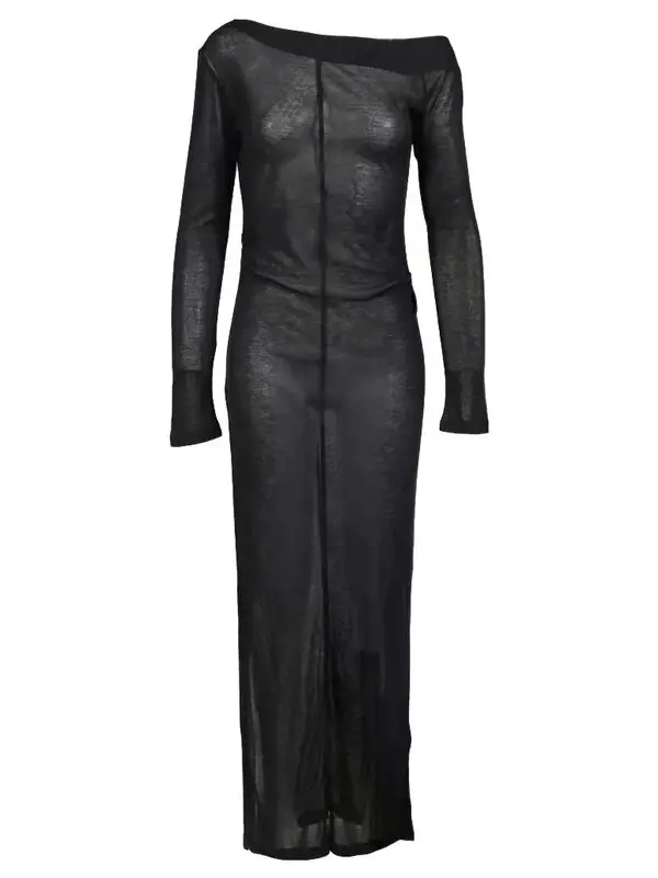 BOHEMSEO Off-shoulder Sheer Maxi Dress - Black