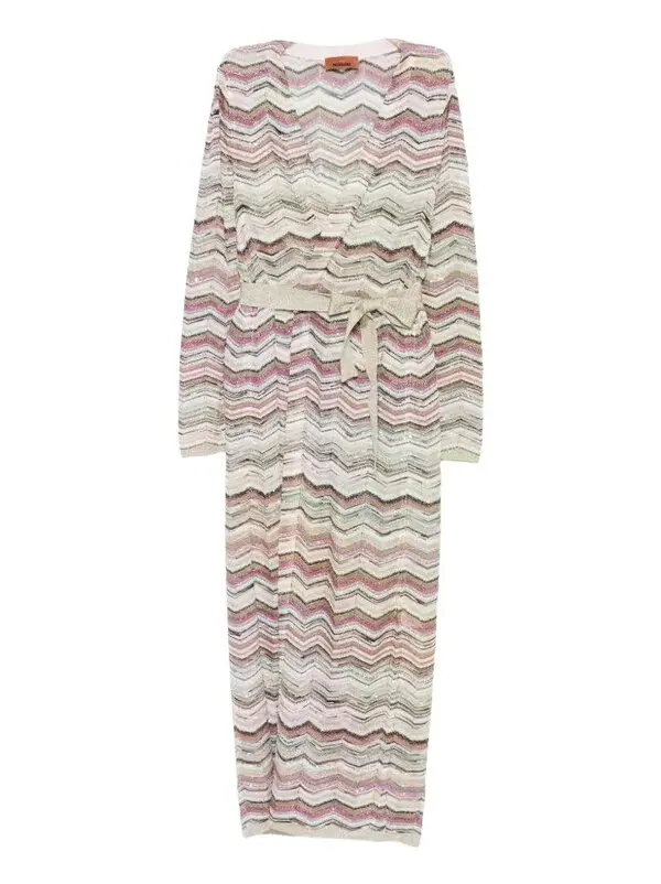 Missoni Zigzag-knit Belted Cardigan - Neutrals