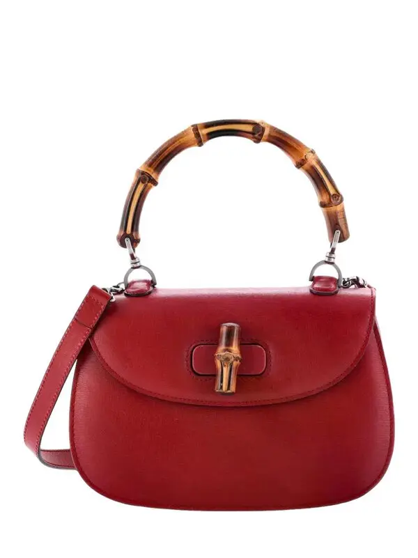 Gucci Bamboo 1947 Top Handle Bag Leather Satchel - Red