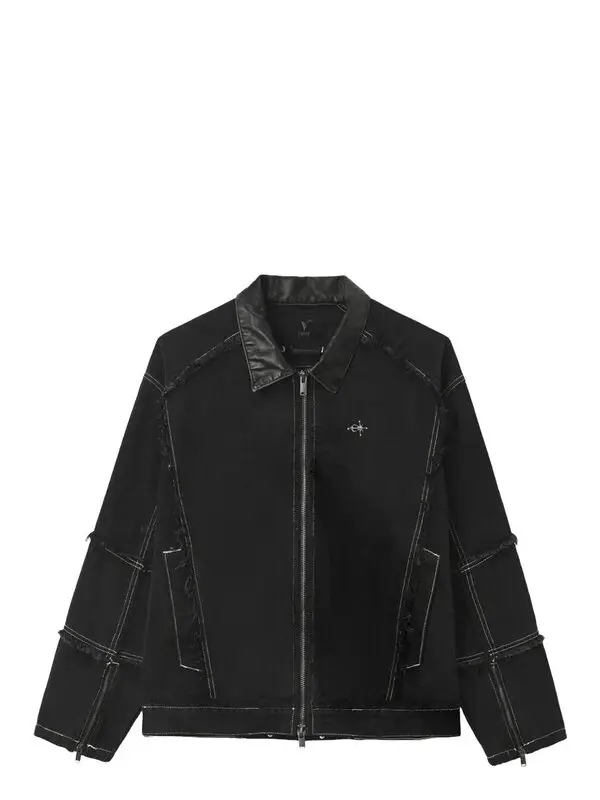 FIVE CM Raw-edge Panelled Denim Jacket - Black