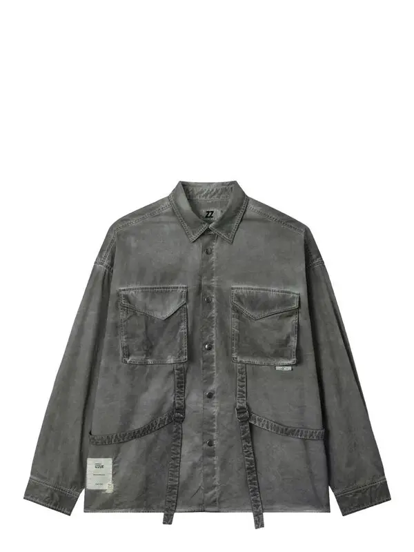 Izzue Buckle-strap Flap-pocket Shirt - Grey