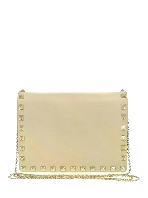 Valentino Garavani Leather Rockstud Chain Pouch Cross Body Bag - Neutrals