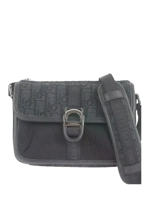 Dior 2022 Mini Oblique Jacquard And Mesh 8 Messenger Bag Crossbody Bag - Black