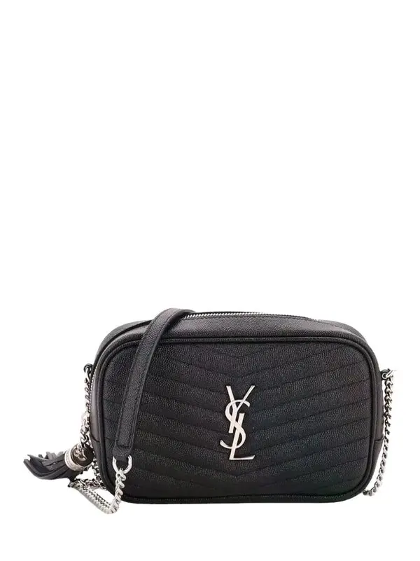 Saint Laurent Loulou Matelasse Chevron Leather Mini Cross Body Bag - Black