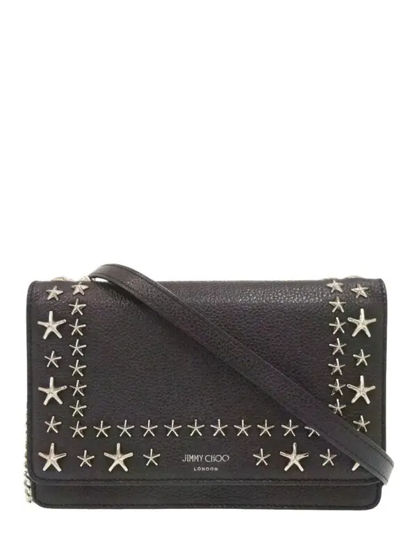 JIMMY CHOO Star Studded Leather Cross Body Bag - Black