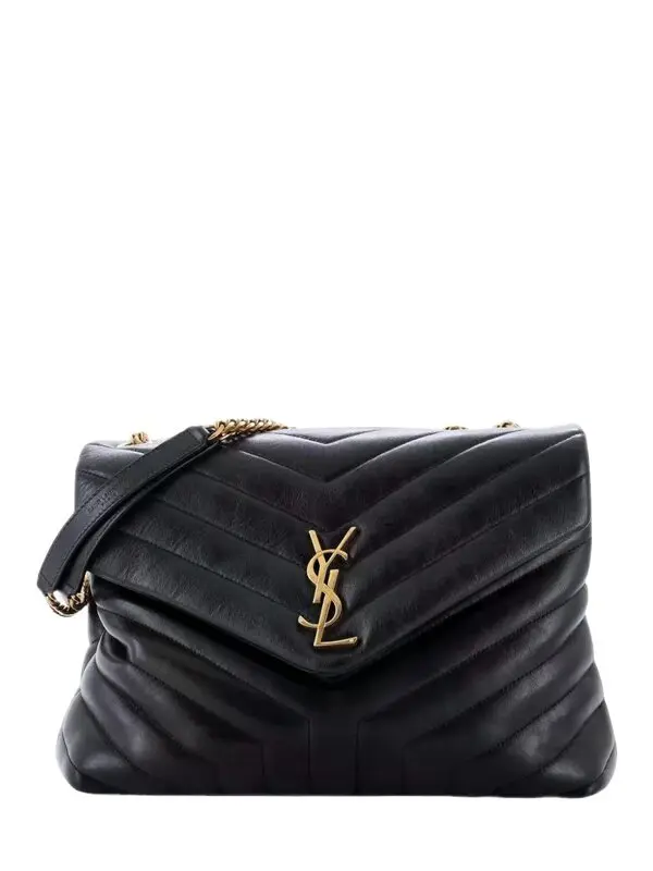 Saint Laurent Loulou Matelasse Chevron Leather Medium Shoulder Bag - Black