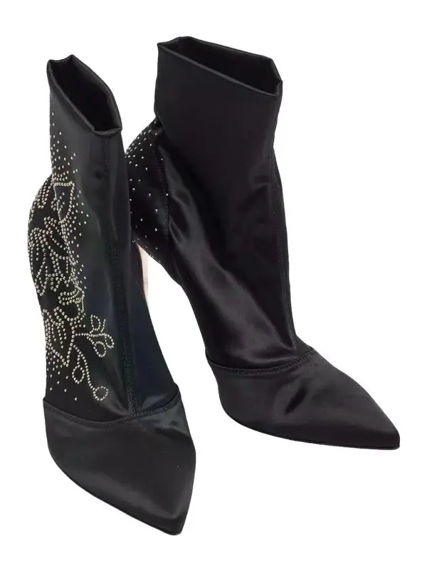 GIANVITO ROSSI Flore Crystal-embellished Ankle Boots - Black