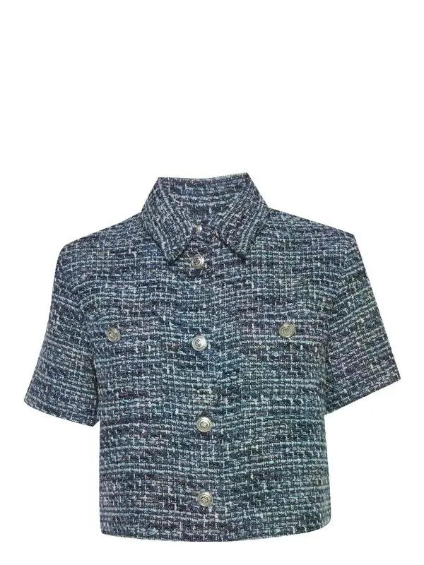 Maje Short-sleeve Tweed Top - Blue
