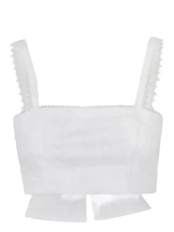 Waimari Lace-trim Cropped Top - White