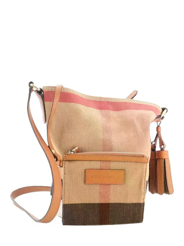 Burberry Ashby Bag House Check Canvas Medium Bucket Bag - Brown