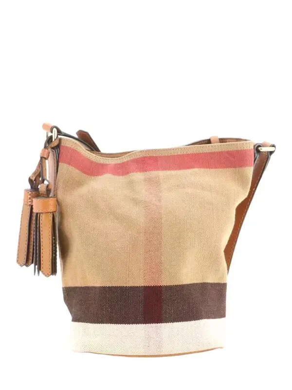 Burberry Ashby House Check Canvas Bucket Bag - Brown