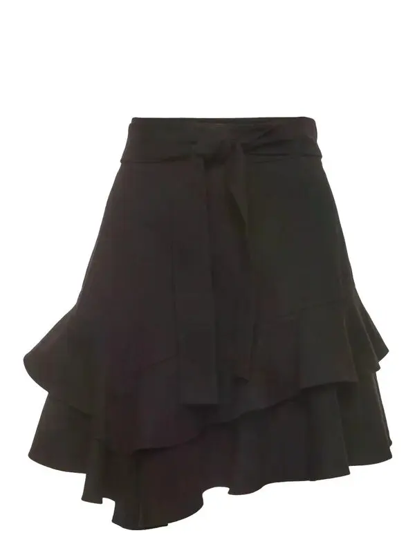 Maje Asymmetric Ruffled Mini Skirt - Black