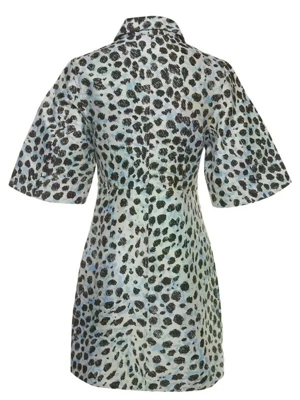 GANNI Leopard-print Collared Mini Dress - Neutrals