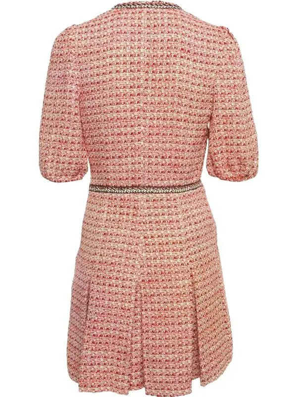 Maje Pleated Tweed Mini Dress - Neutrals