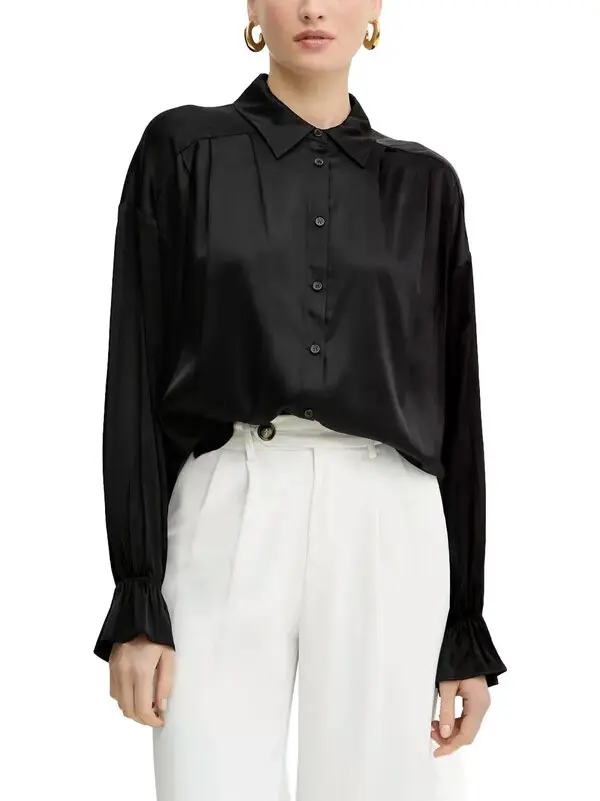 SILVIAN HEACH Botha Ruffle-cuff Satin Shirt - Black