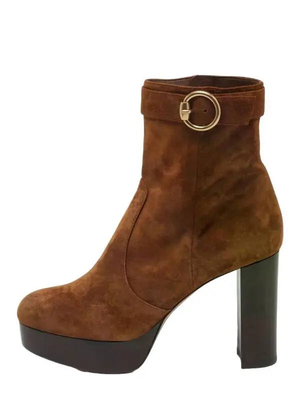 GIANVITO ROSSI Regent Buckled Ankle Boots - Brown