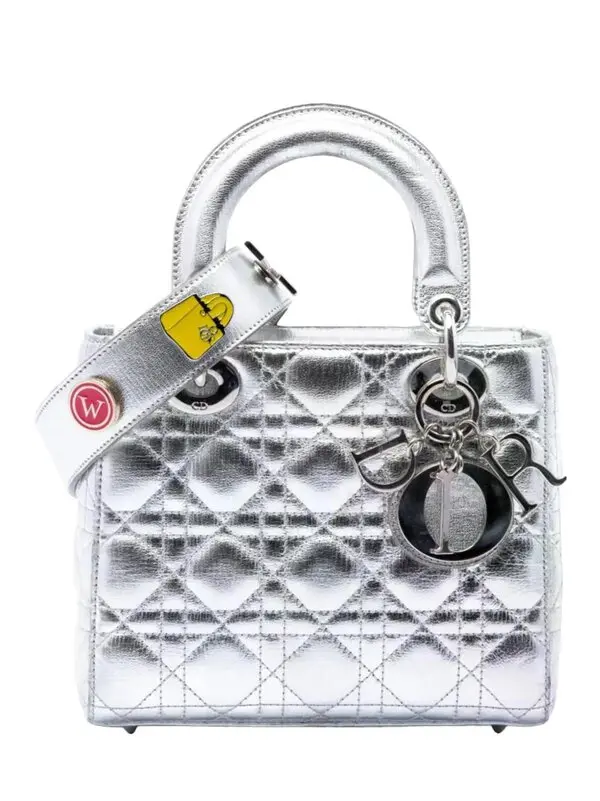 Dior Metallic Lambskin Cannage My Abcdior Lady Satchel - Silver