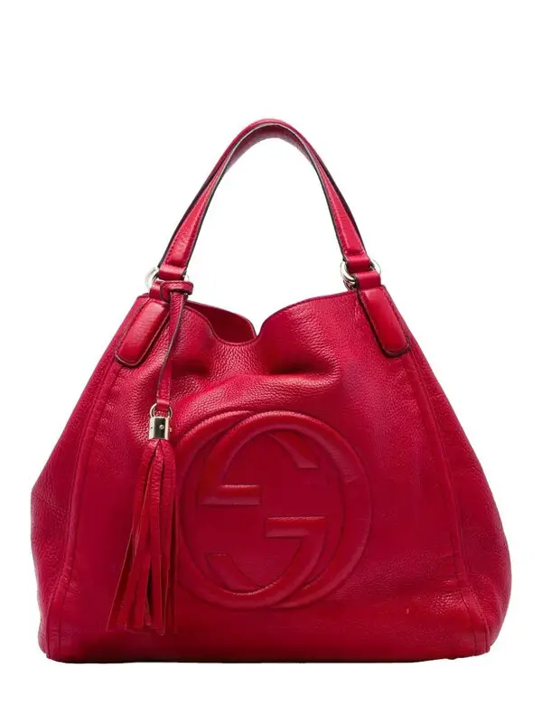 Gucci 2016-2026 Medium Calfskin Soho Cellarius Tote Bag - Red