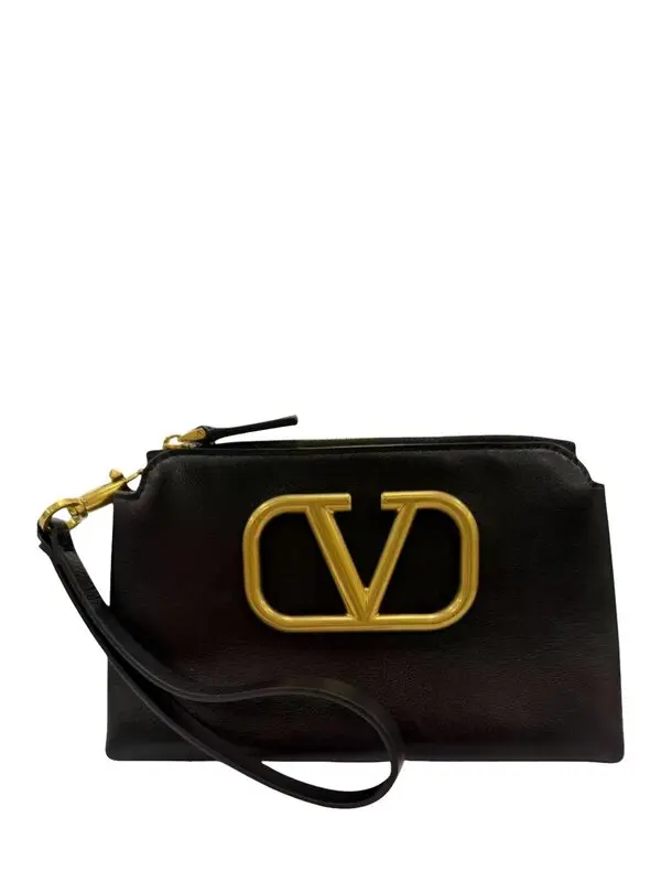 Valentino Garavani Calfskin Vlogo Cosmetic Pouch - Black