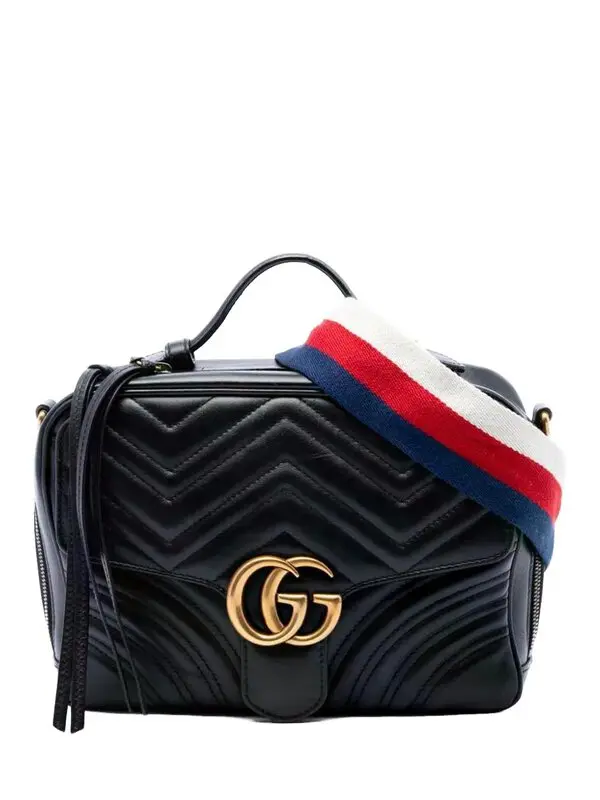 Gucci 2016-2026 Small Gg Marmont Matelasse Calfskin Top Handle Satchel - Black