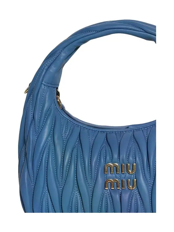 Miu Miu Wander Matelassé Nappa Leather Bag - Blue