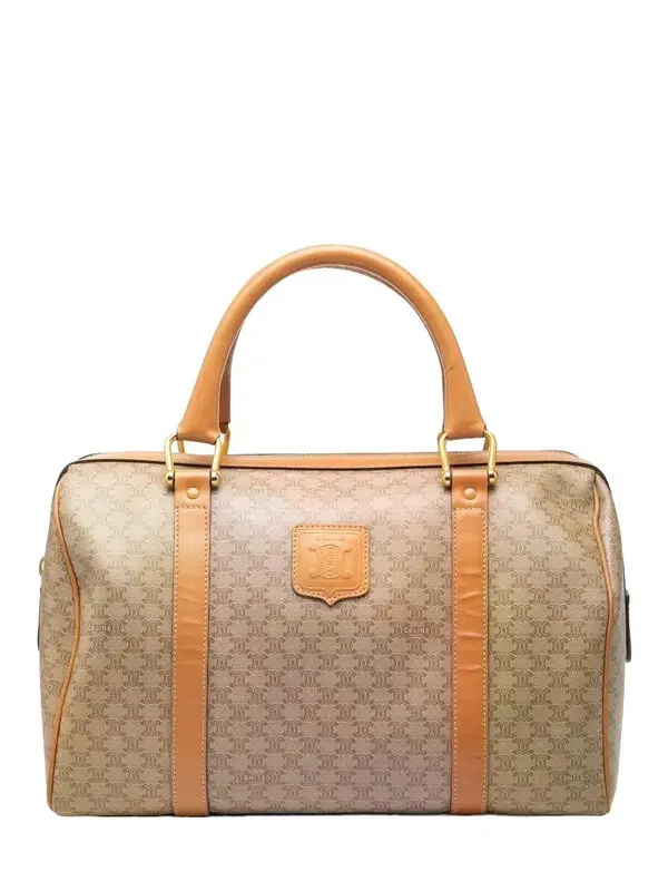 Celine 2012 Macadam Coated Canvas Boston Bag - Neutrals