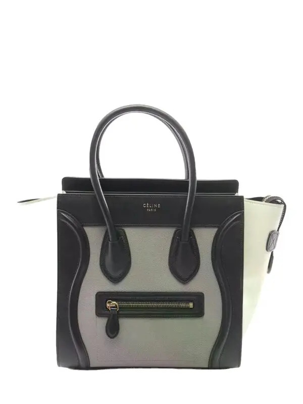 Celine 2000-2026 Micro Tricolor Leather Luggage Tote Handbag - Grey