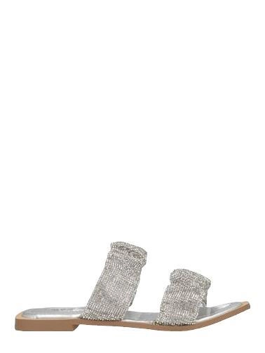 TOSCA BLU Embellished Leather Sandals With Crystals - Silver