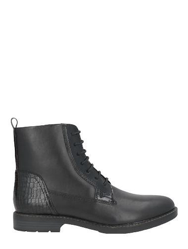 Marco Tozzi Leather Lace-up Ankle Boots - Black