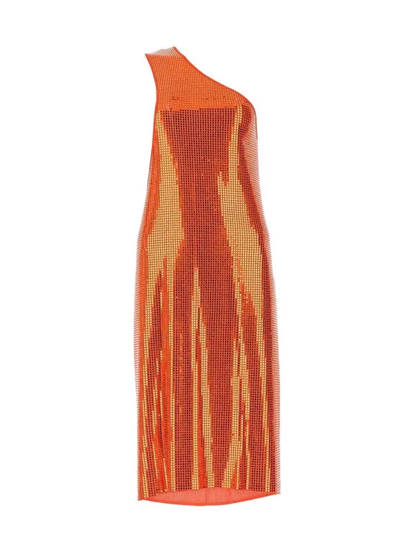 Bottega Veneta Embellished Viscose Dress - Orange