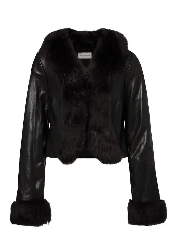 Nour Hammour Sofie Shearling-trimmed Leather Jacket - Black