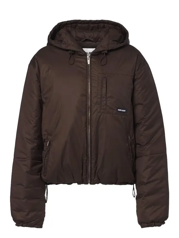 Miu Miu Hooded Puffer Jacket - Brown