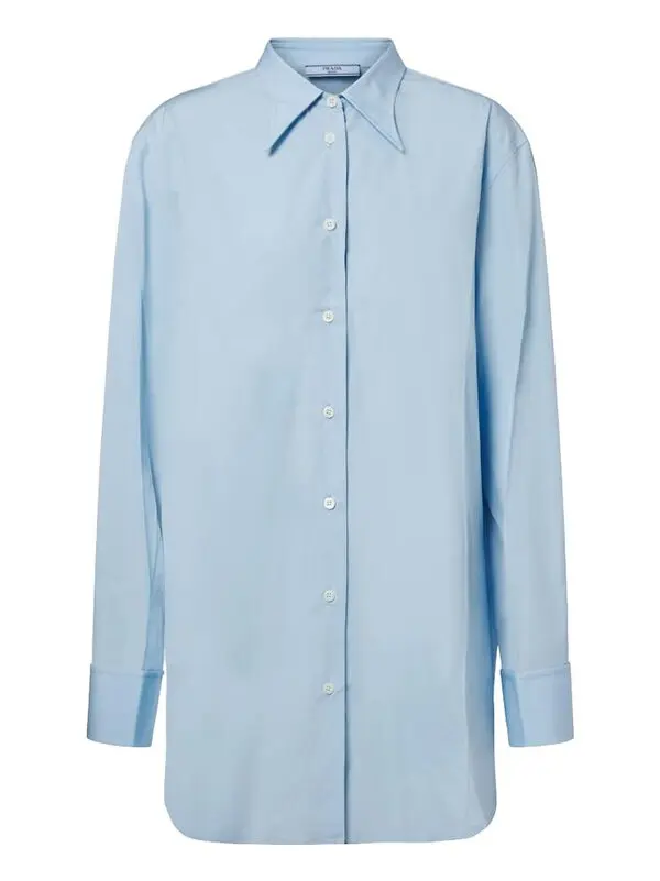 Prada Oversized Cotton Poplin Shirt - Blue