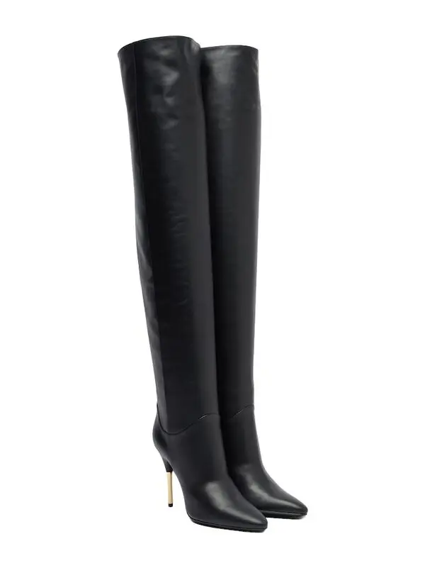 Valentino Garavani Vlogo Leather Over-the-knee Boots - Black