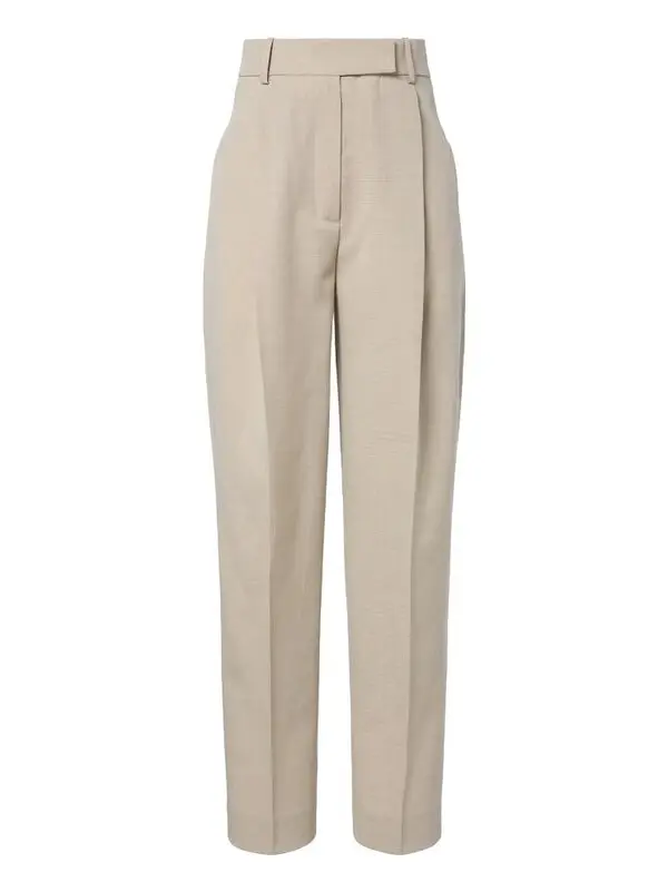 RÓHE Wool And Silk-blend Straight Pants - Beige